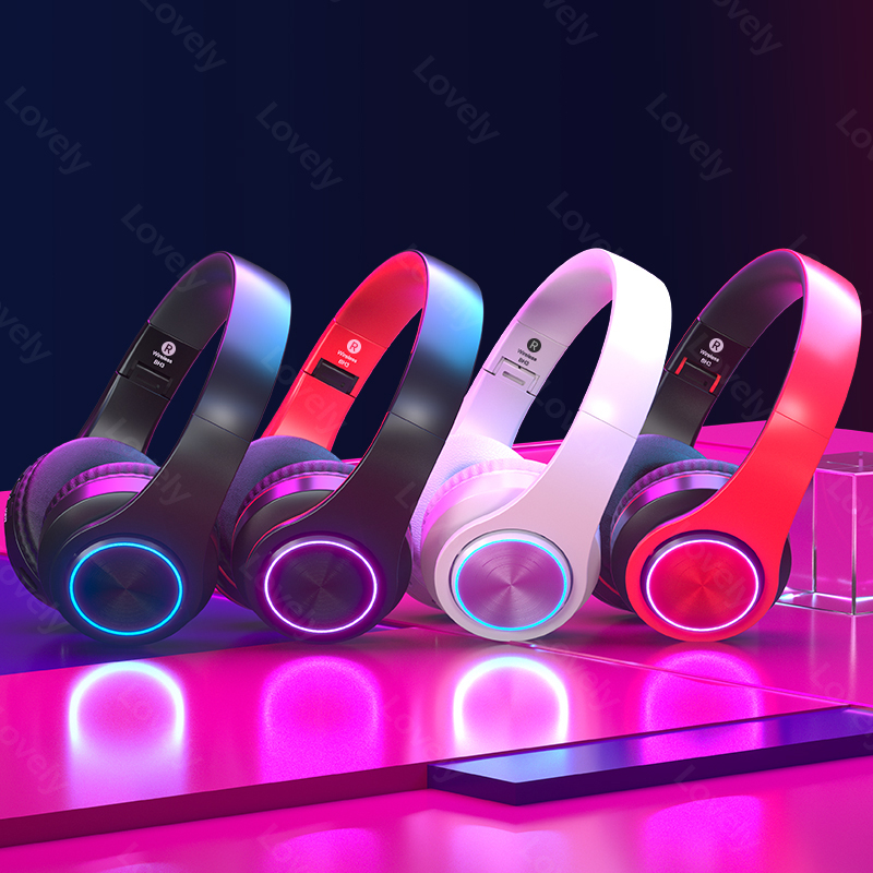 LED Lights B39 Portable Bluetooth Headphone with Microphone HiFi Stereo ...