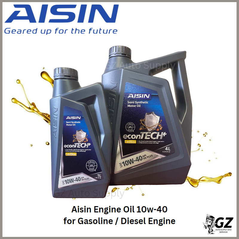 Aisin 10w40 SEMI SYNTHETIC Engine Oil Motor Oil for Gasoline / Diesel Engine 1L / 1Gallon (4L ...