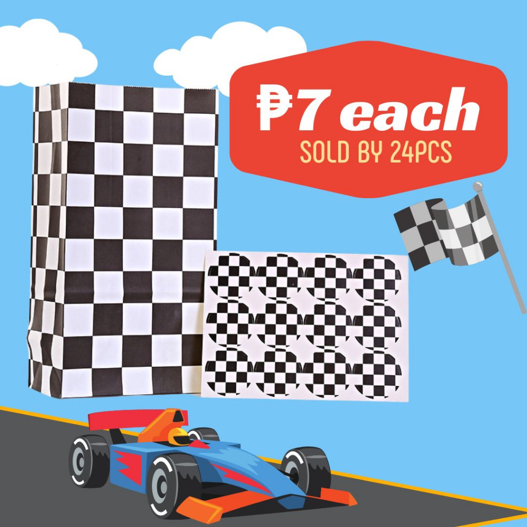 FP1473 (24 PCS) Car Wheels Race Racing Birthday Gift Paper Loot Bag ...