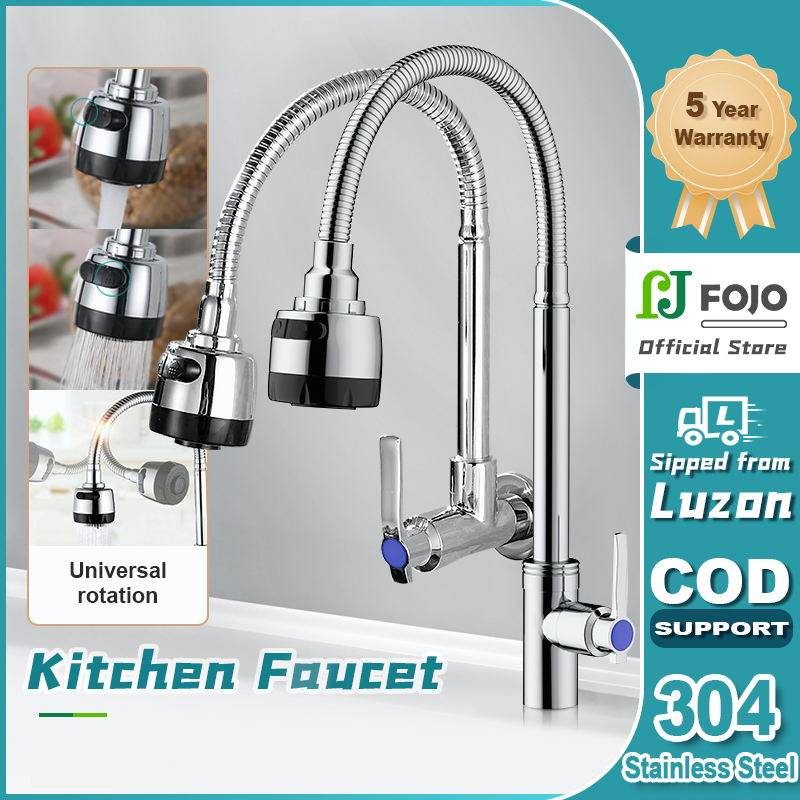 【FOJO】Kitchen Faucet Wall Mounted Faucet 360Flexible Single Cold ...