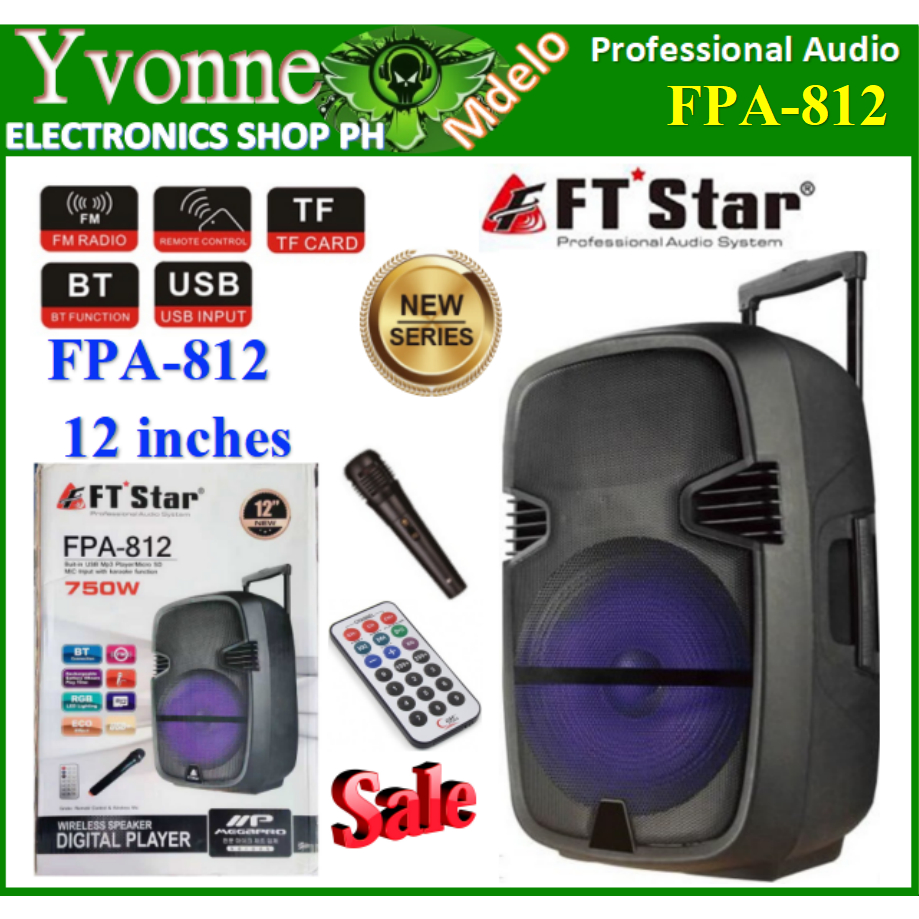 The FTSTAR FPA-812 Megapro 12"LED Light Bluetooth Party Portable ...