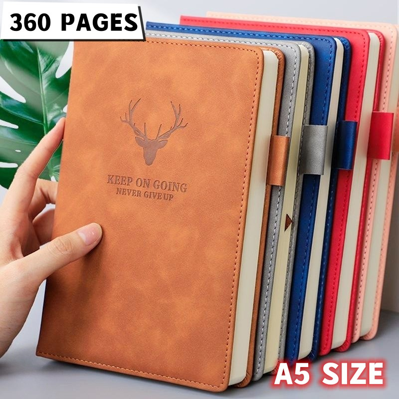 Thickened notebook leather meeting records student notepad A5 book ...