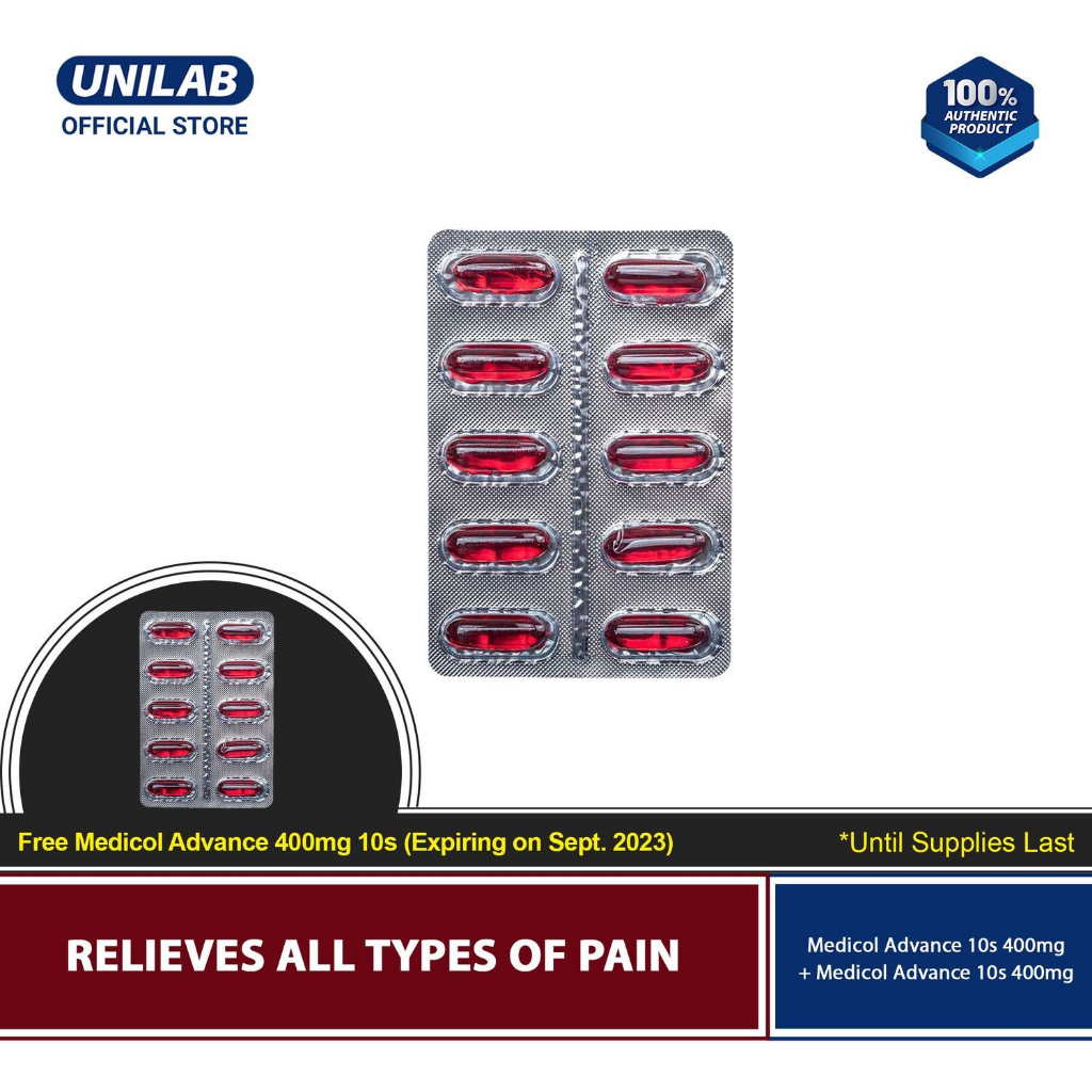 Unilab Medicol Advance 400 mg 10 Ibuprofen Capsules - Quick Relief from ...