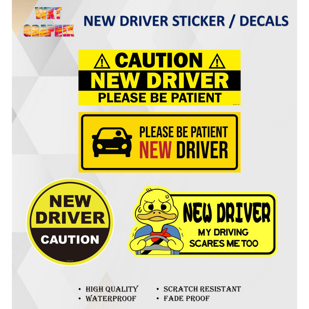 CAUTION NEW DRIVER STICKER / DECALS FOR CAR (WATERPROOF, MATTE ...