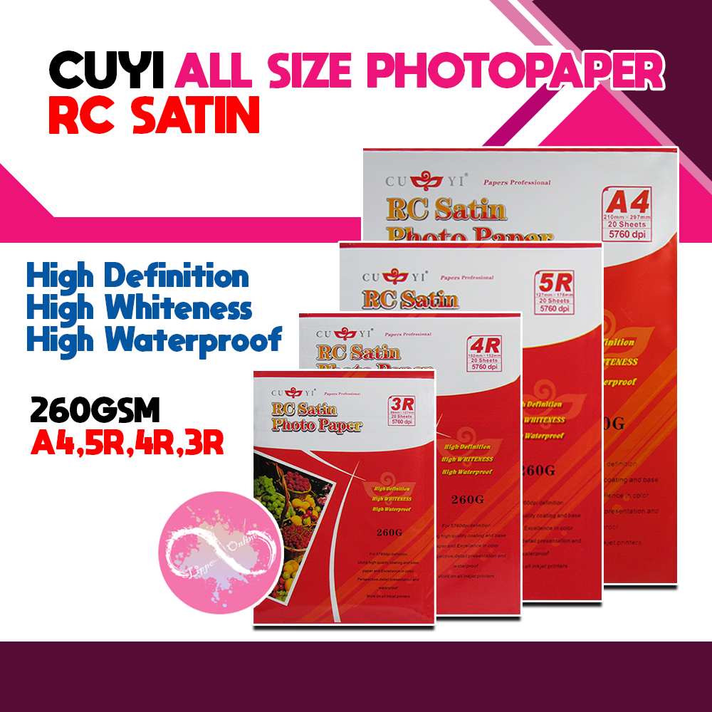 Resin Coated Photo Paper RC saton 3R 4R 5R A4 260GSM Waterproof | CUYI ...