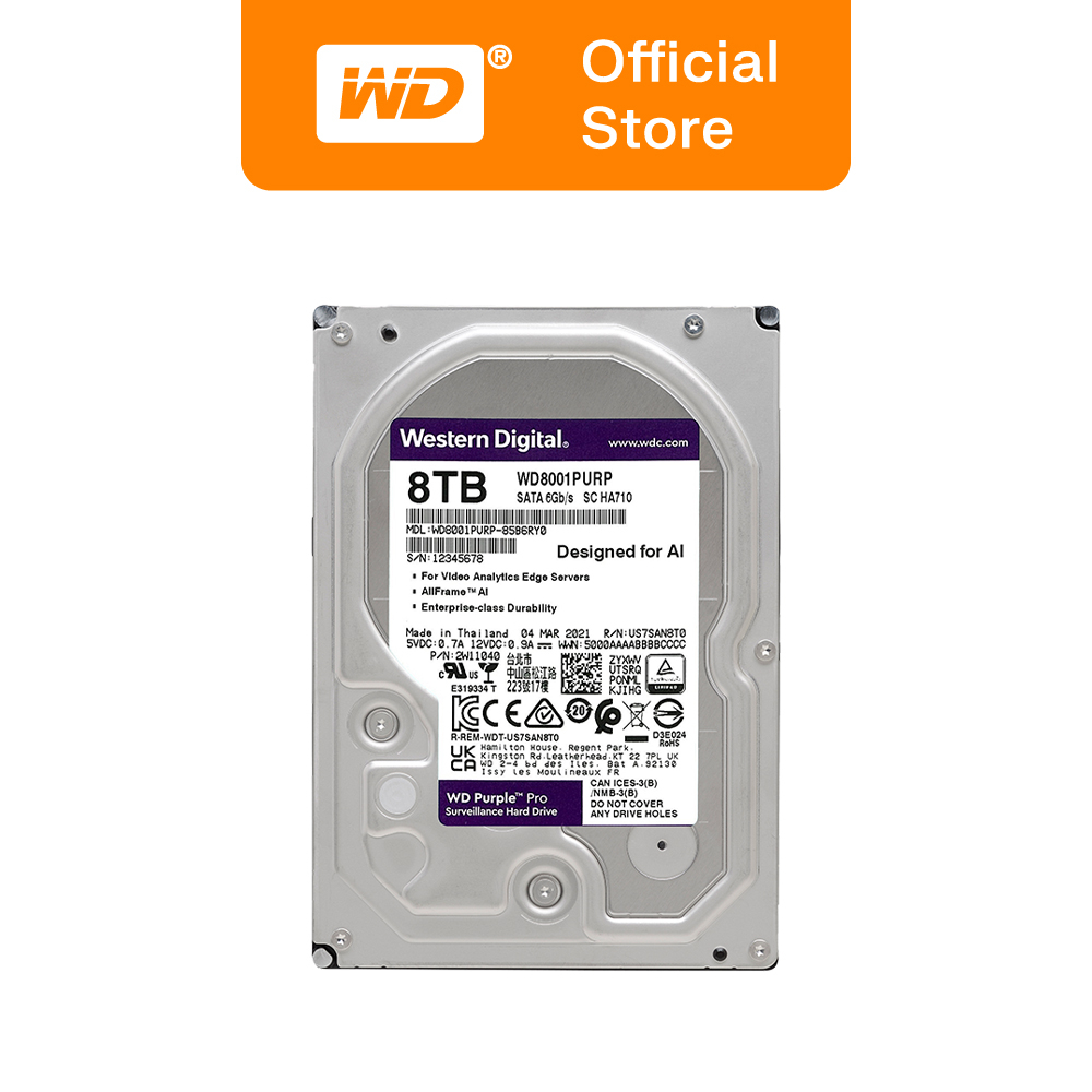Western Digital WD Purple™ Pro Surveillance SATA 3.5" Internal HDD Storage (8TB / 12TB / 14TB ...