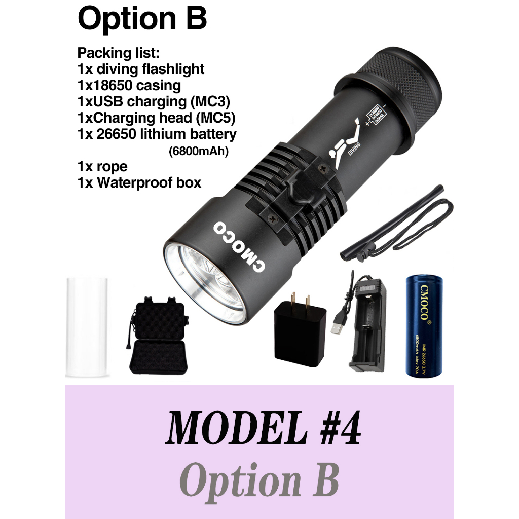 CMOCO CREE L2 P70 3000 LM Diving Flashlight Underwater 100m Waterproof ...