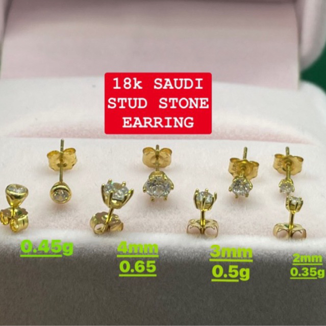 PAWNABLE 18K SAUDI GOLD Stud stone EARRINGS | Shopee Philippines