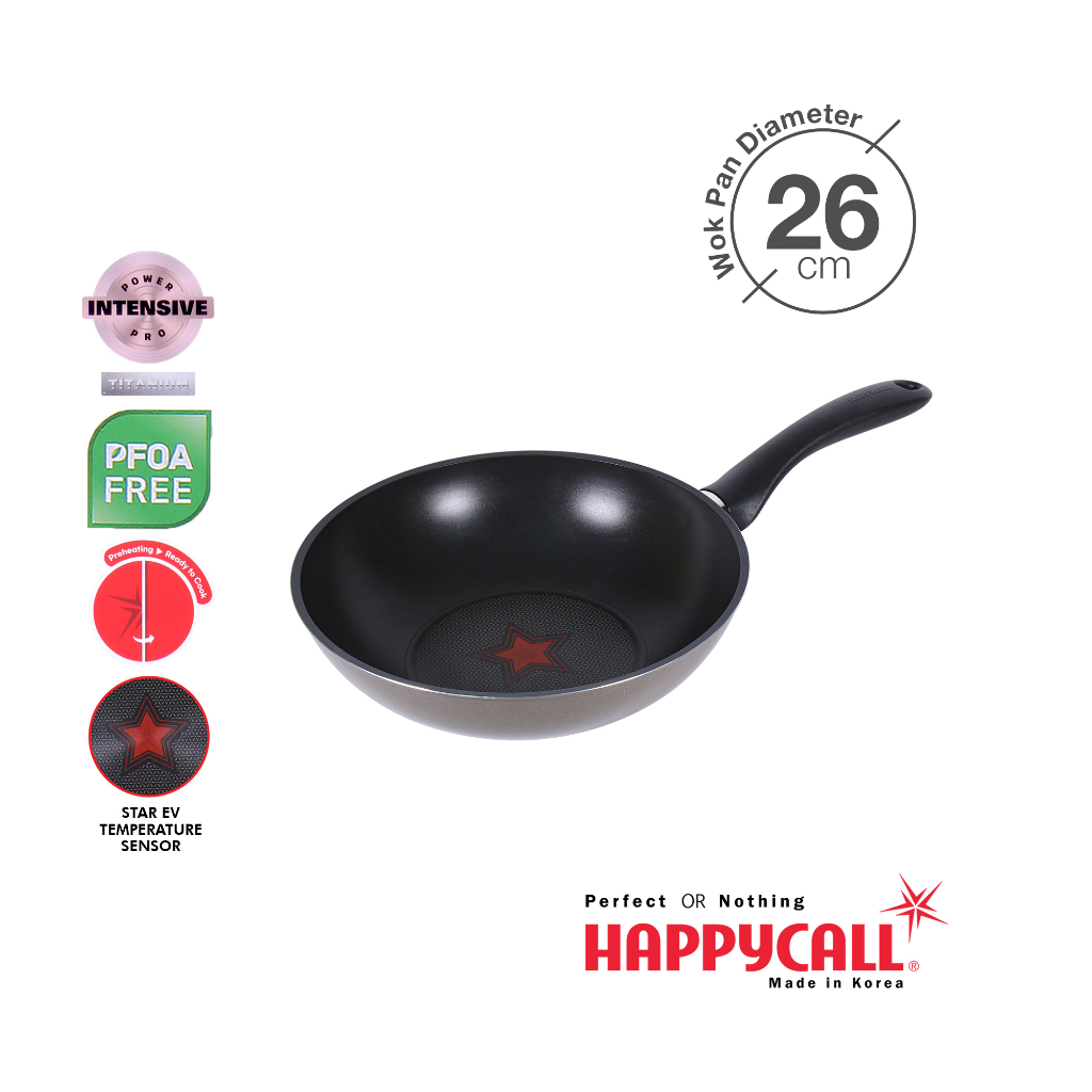 Happycall Optive Sensor Induction Wok Pan 26cm | Non-Stick | PFOA Free ...