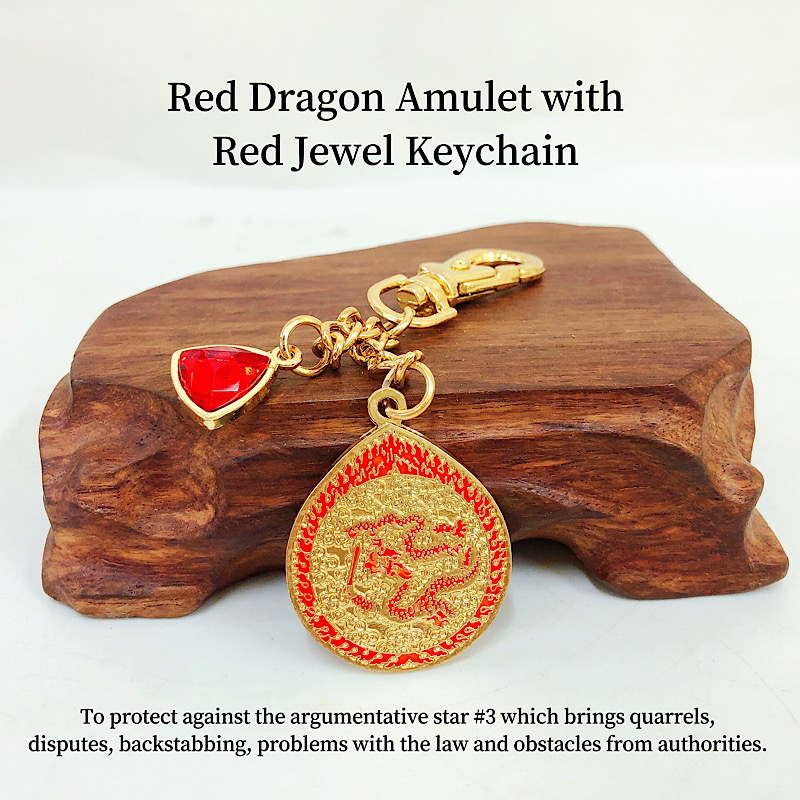 Fengshui Red Dragon Amulet with Red Jewel Keychain | Shopee Philippines