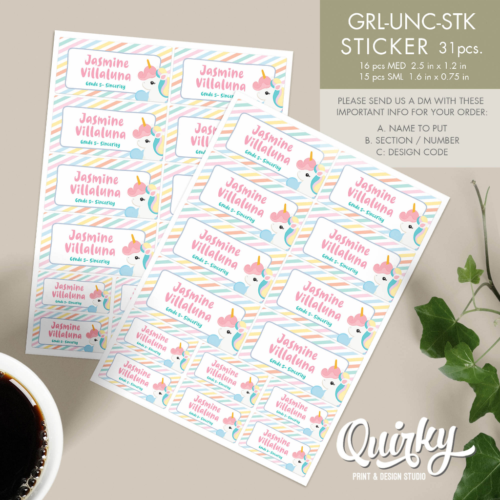 Personalized Waterproof Name Stickers - Girl Designs | Shopee Philippines