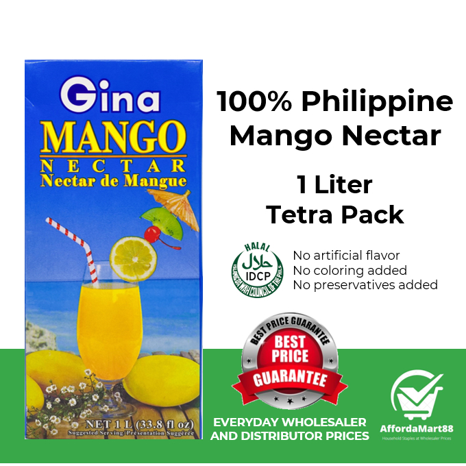 Gina Mango Nectar Juice 1 Liter (1L) in Tetra Pak Package (1 Pack ...