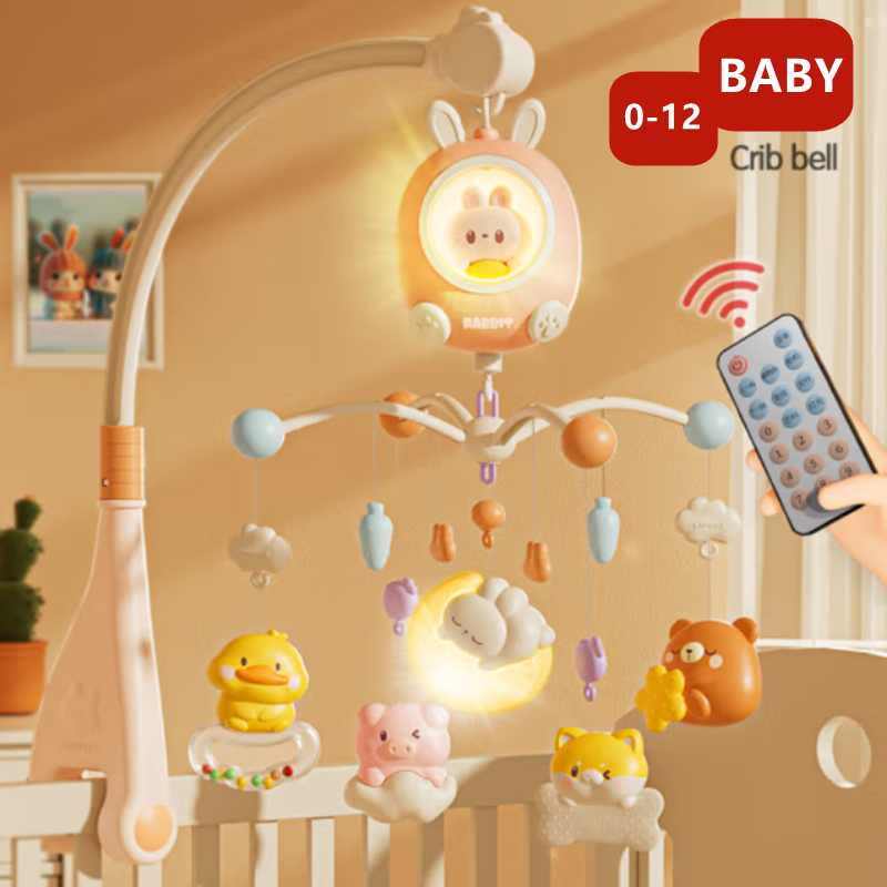 Crib Toys Hanging with Music Baby Bed Bell Remote Control Light ...