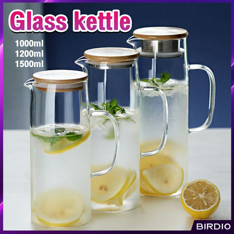 Birdio Heat Resistant Kettle Jug Glass Water Jar Hot and Cold Juice ...