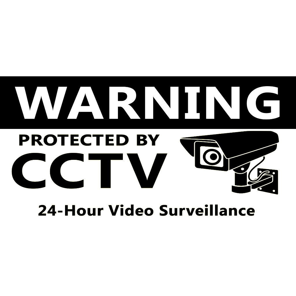 SIGN WARNING PROTECTED BY CCTV 24 HOUR SURVEILLANCE BLACK AND WHITE ...