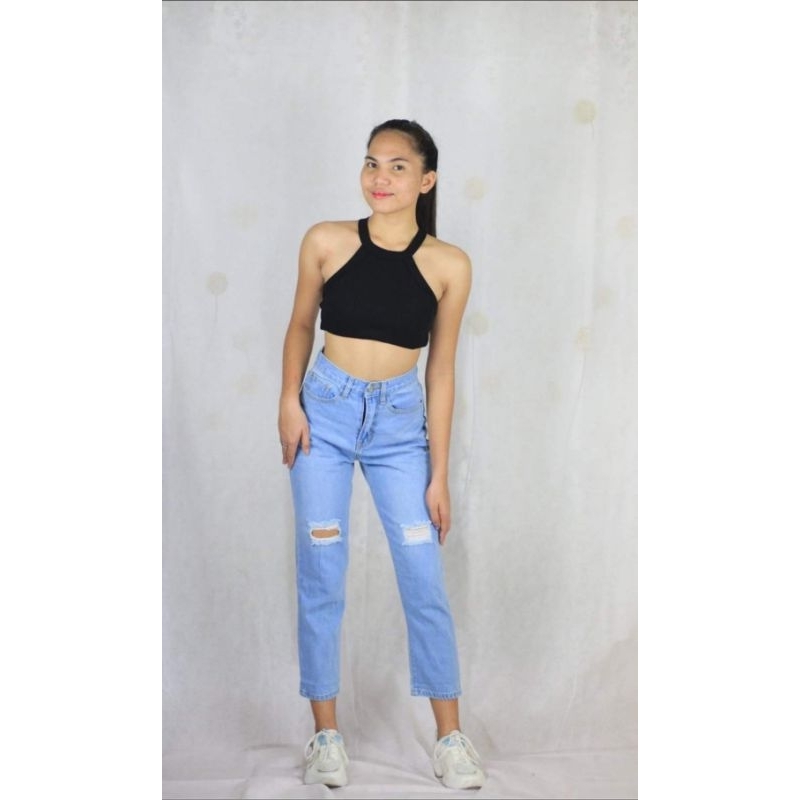 Faded Blue Denim Highwaisted Jeans Made in Thailand | Shopee Philippines