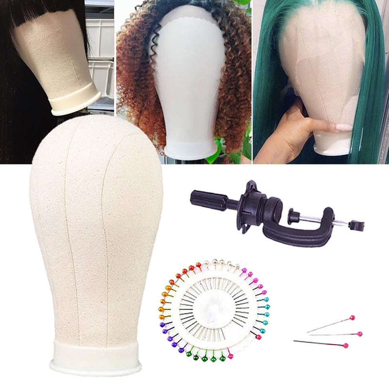 22 inch Wig Head Canvas Block Head Mannequin Head with Stand for Wigs ...