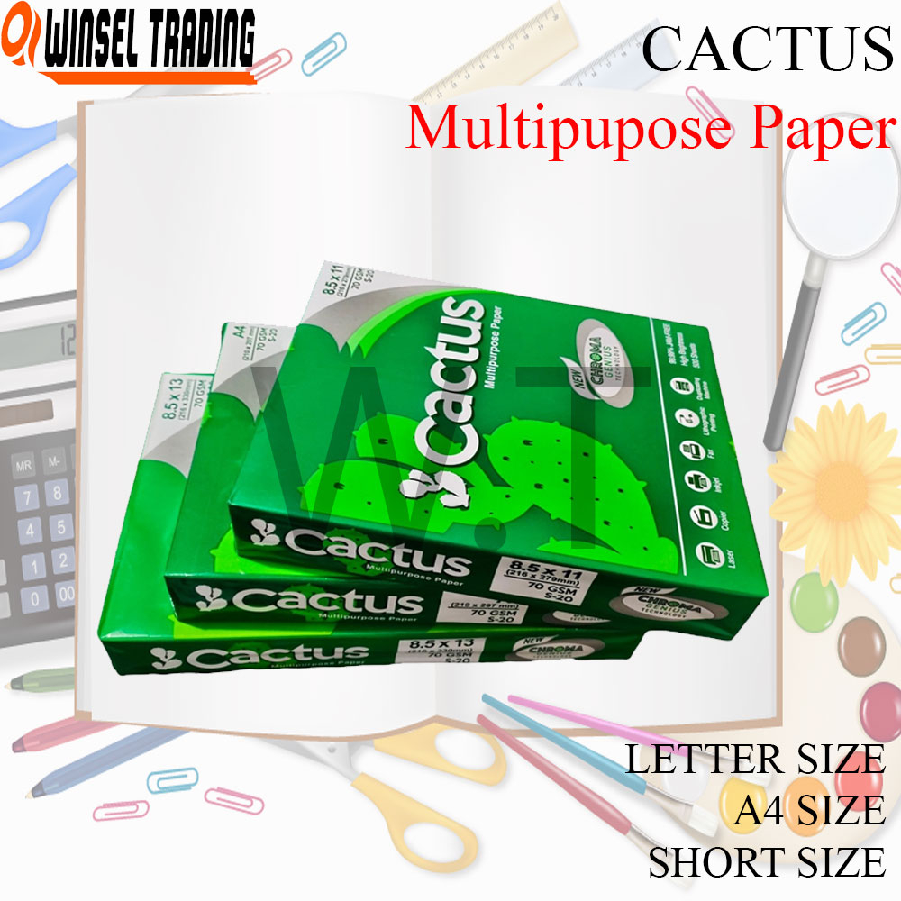 Cactus Multipurpose Paper Bond paper Copier Paper 70gsm | Shopee ...
