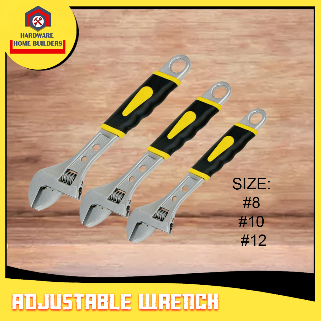 (BLACK/YELLOW )ADJUSTABLE WRENCH RUBBER HANDLE #8 #10 #12 | Shopee ...