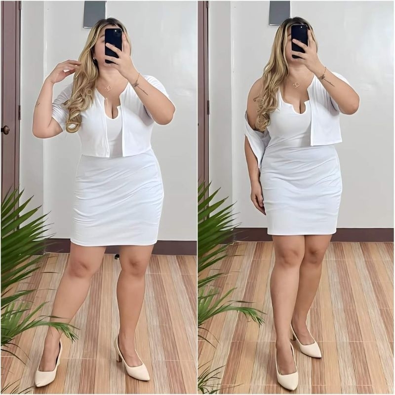 Plus Size 2 in 1 Dress and Blazer (Large to 2XL) | Shopee Philippines