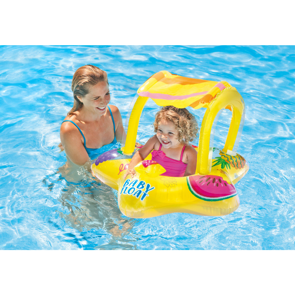 INTEX Yellow Kiddie Inflatable Pool Float w/ Sunshade | Shopee Philippines