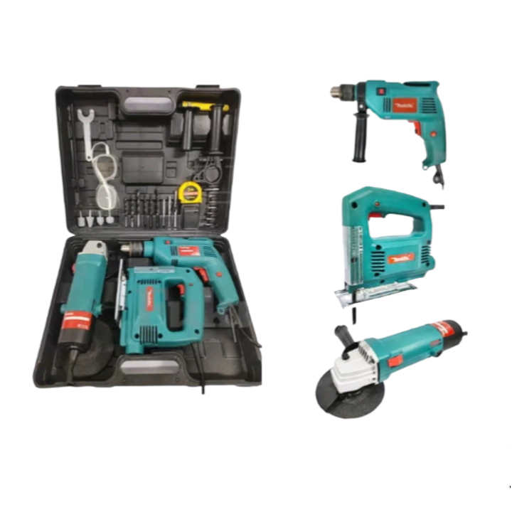MAKITA 3IN1 GRINDER+IMPACT DRILL+JIGSAW WITH TOOLS SET (PENT.O ...
