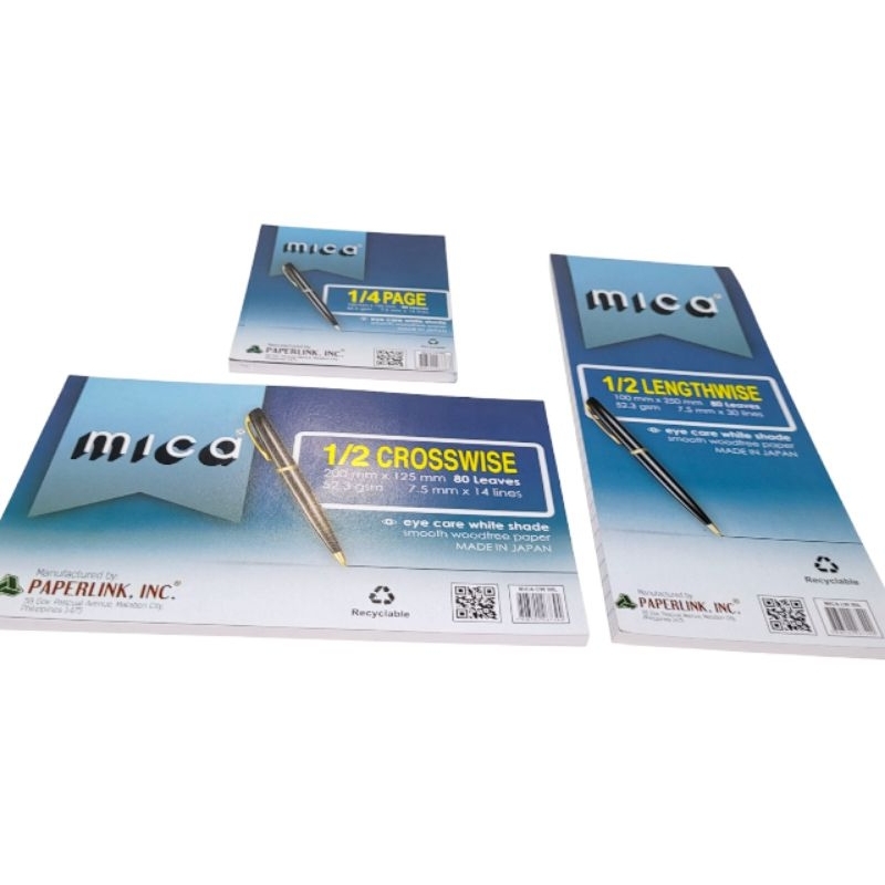 Mica Quiz Pad Paper from Japan- Set of Crosswise, Lengthwise and 1/4 ...
