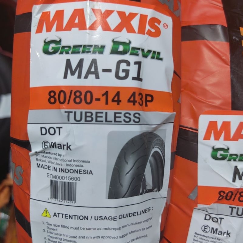 MAXXIS MA-G1 TUBELESS TIRE 80/80/14. 90/80/14. 100/80/14 FREE SEALANT ...