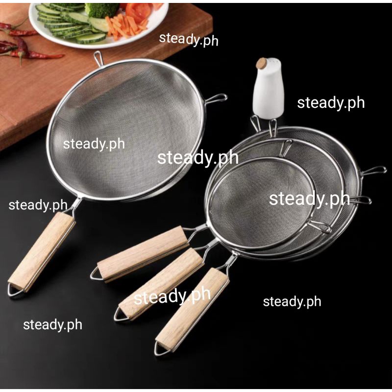 Wooden Handle Stainless Strainer Flour Oil Sifter kitchen Powder ...
