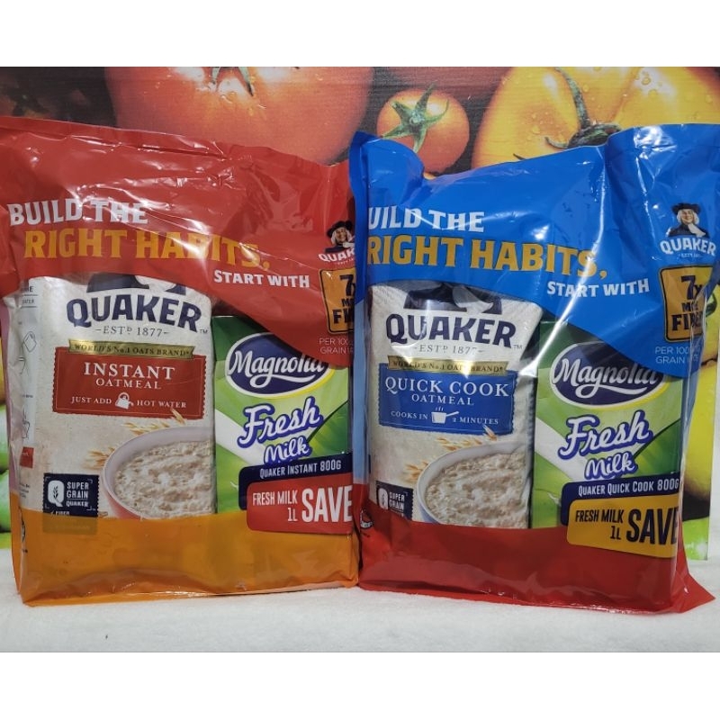 Quaker Oats Instant/Quick Cook Oatmeal 800grams with FREE Magnolia ...