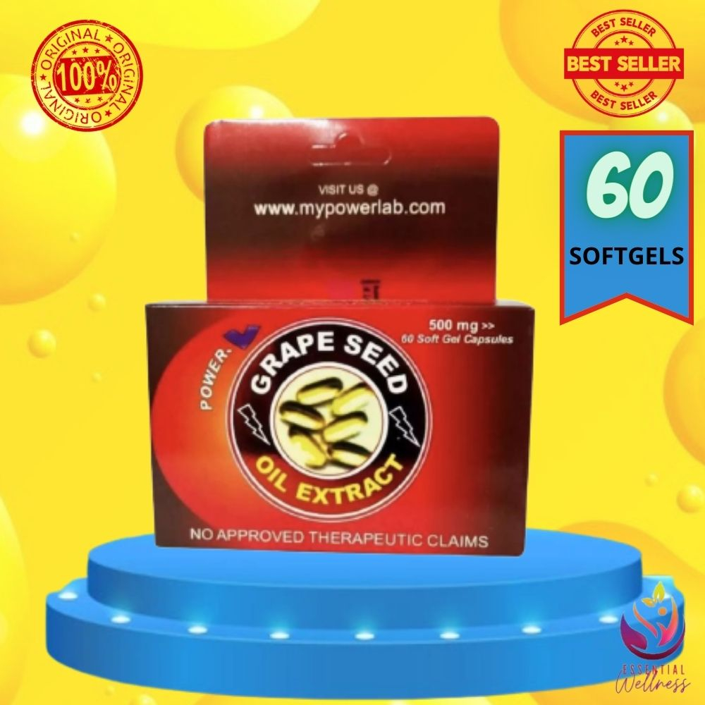 AUTHENTIC GRAPE SEED OIL EXTRACT BY POWER V (60 SOFTGELS CAPSULES ...