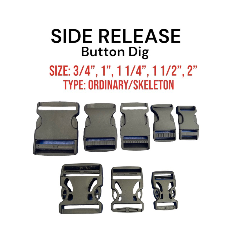 Side Release Button Dig Ordinary - 100pcs (for bags and id lace ...