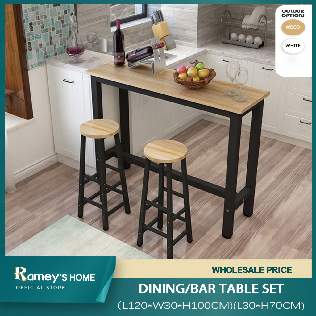 RAMEY Long Bar Table High Dining Table With 2 Seats | Shopee Philippines
