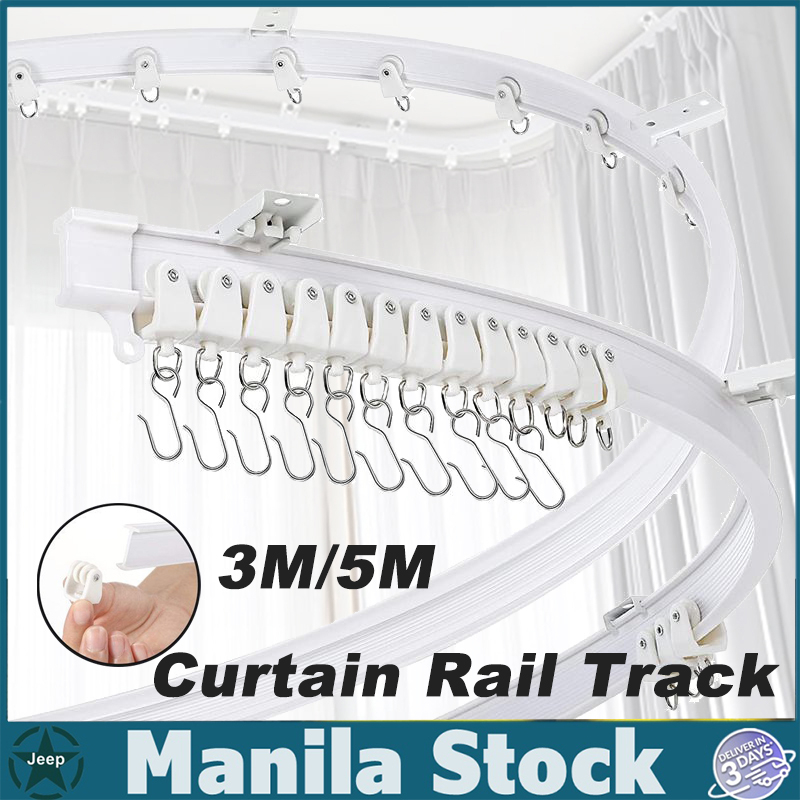 3M/5M Flexible Ceiling Curtain Rail Track Bendable Curtain Rail Track ...