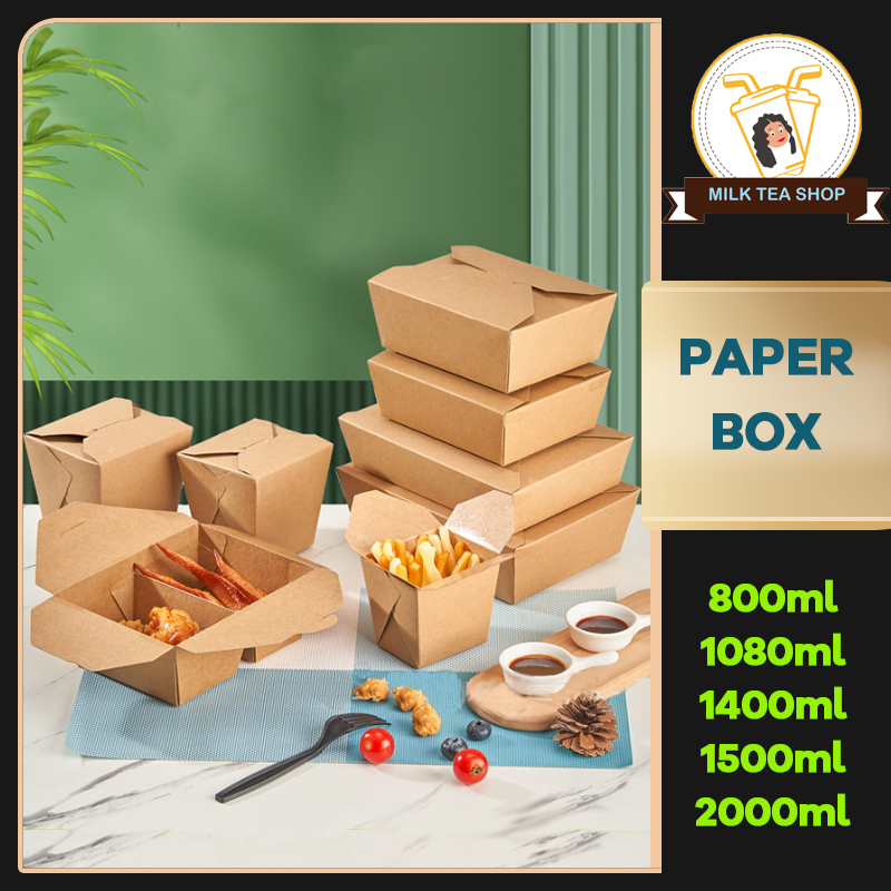 50PCS Meal Paper Box Kraft Paper Box For Take Out Takoyaki Chicken ...