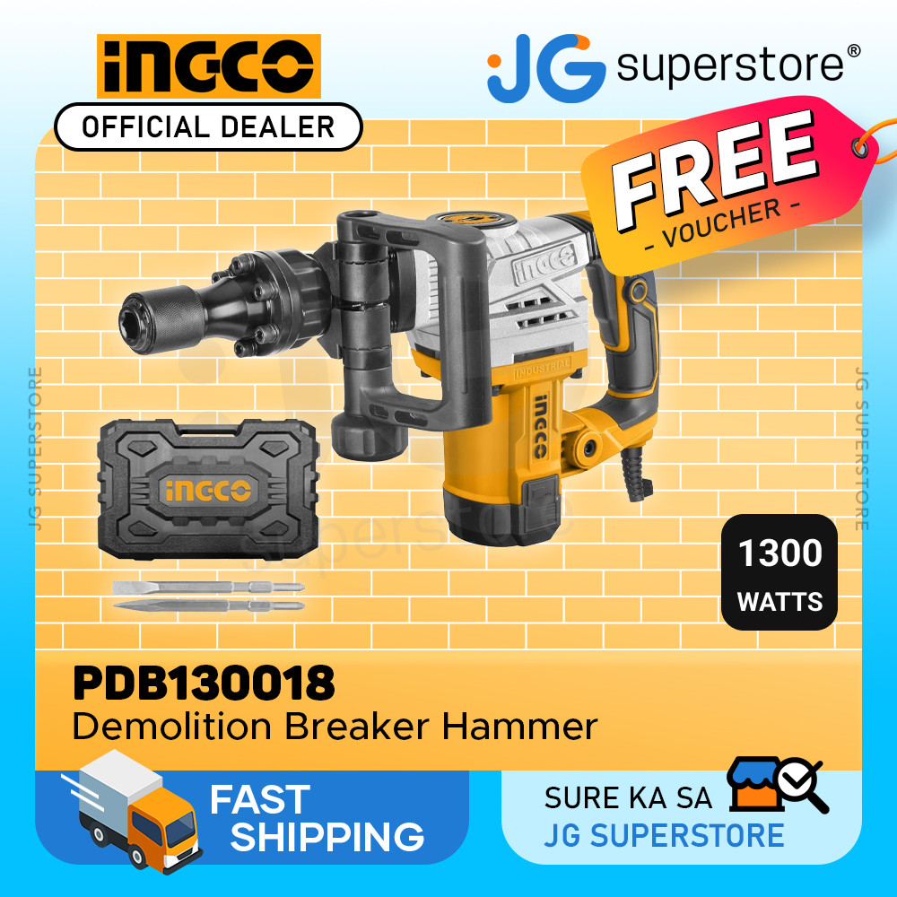 INGCO 1300W Demolition Breaker Hammer w/ Anti-vibration System, 2pcs ...