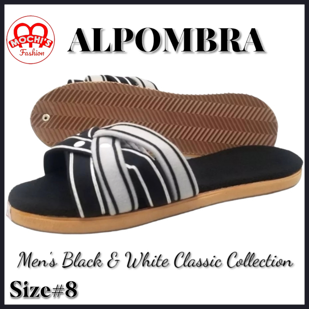 Alpombra Men's Black & White Non-slip 'Stripe' slippers/flipflops ...