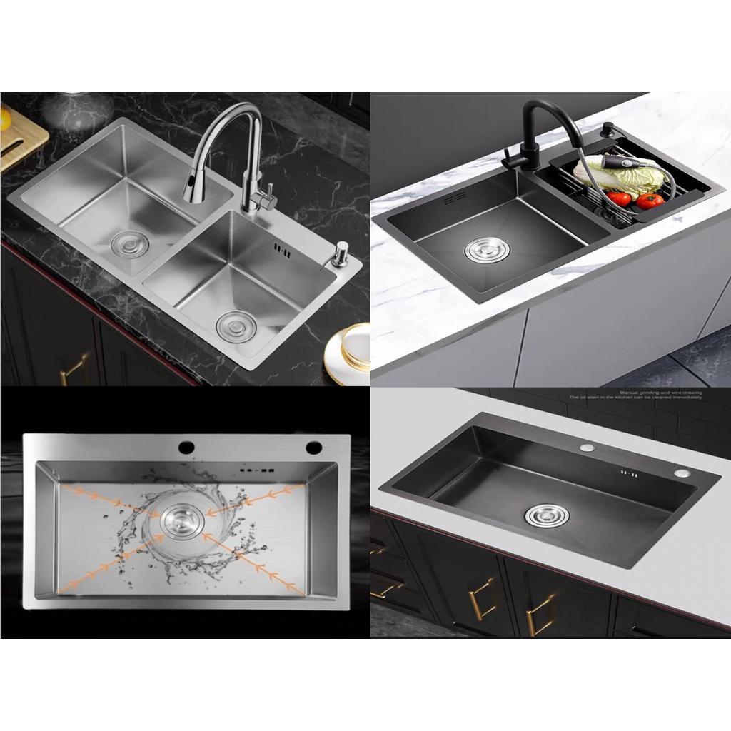 304 Stainless Steel Kitchen Sink Silver/black high quality kitchen ...