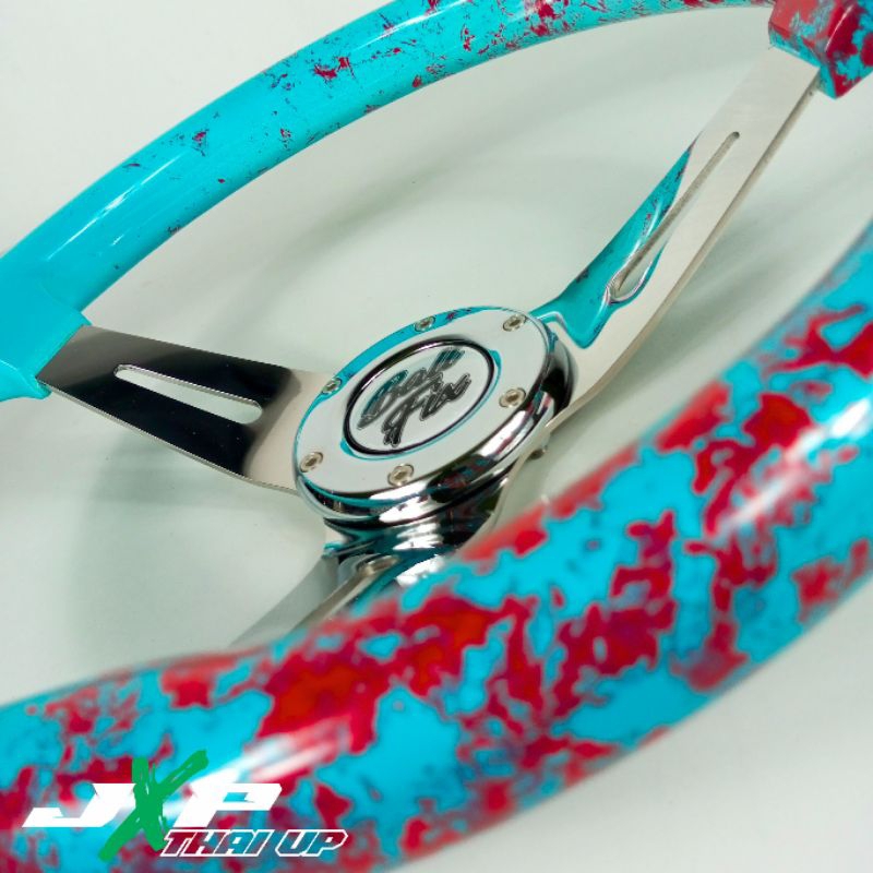 Chrome Spoke Blue Wave Ballfix By Elevo Steering Wheel 13 inch Made in ...