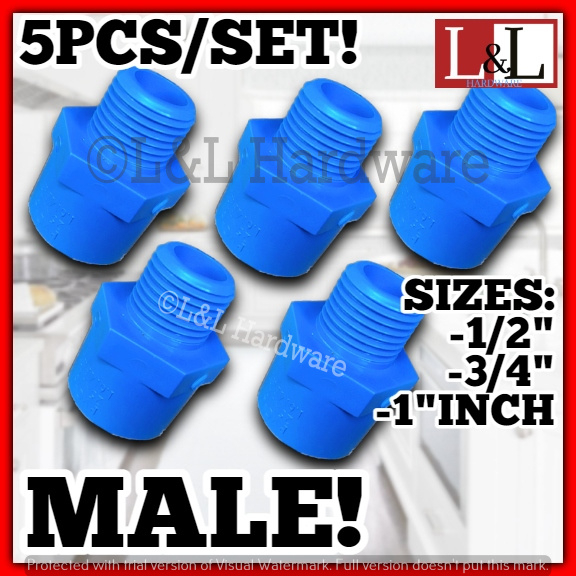 3701 5PCS (1/2, 3/4, 1INCH ) PVC Male Adapter PVC Outer Teeth Direct ...