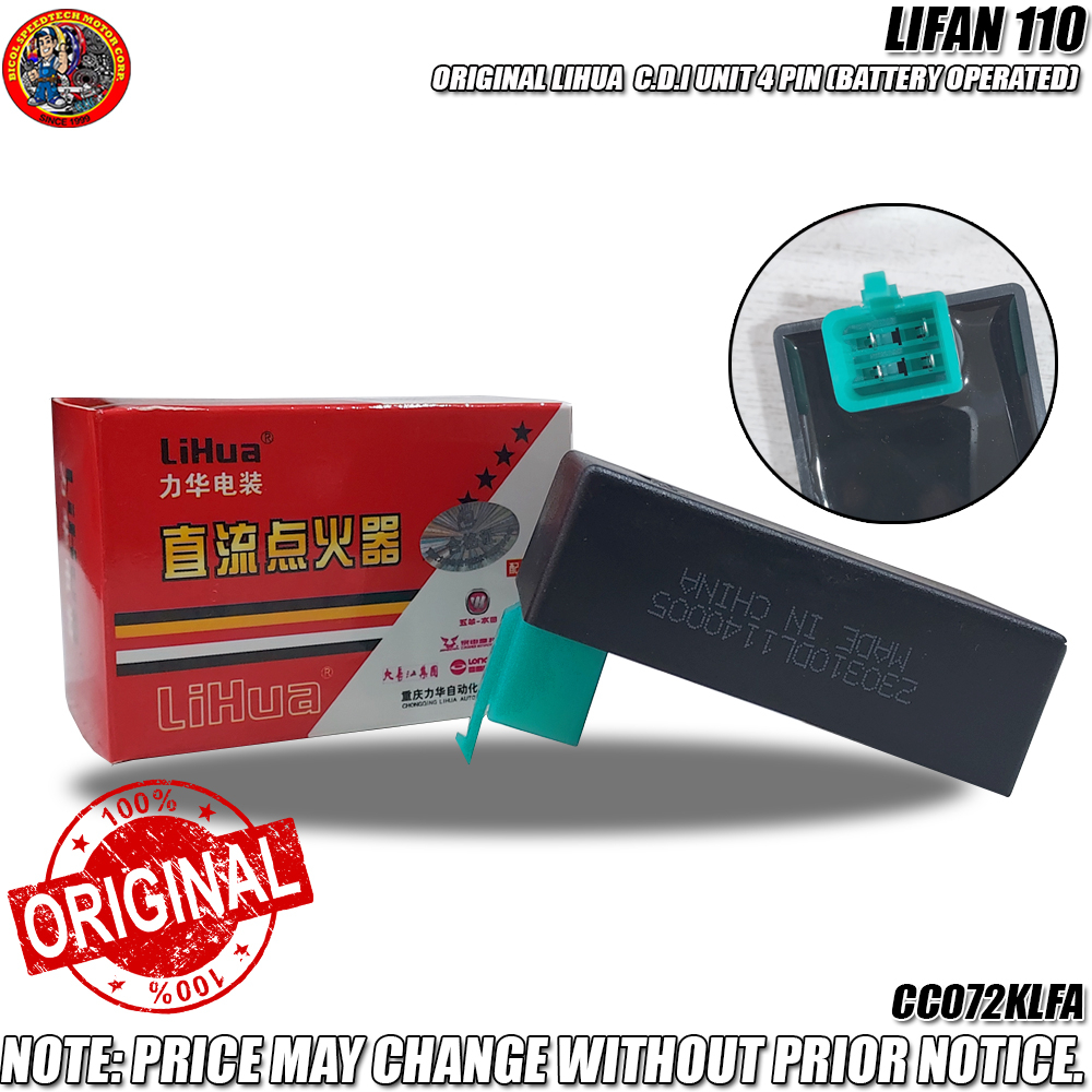 LIFAN 110 C.D.I UNIT "100% ORIGINAL LIHUA" 4PIN (BATTERY OPERATED ...