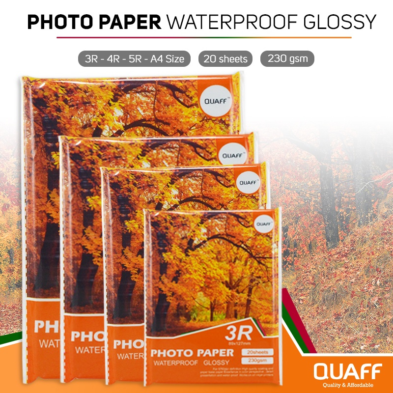 QUAFF 230gsm Glossy Inkjet Photo Paper with Back Print 3R - 4R - 5R ...