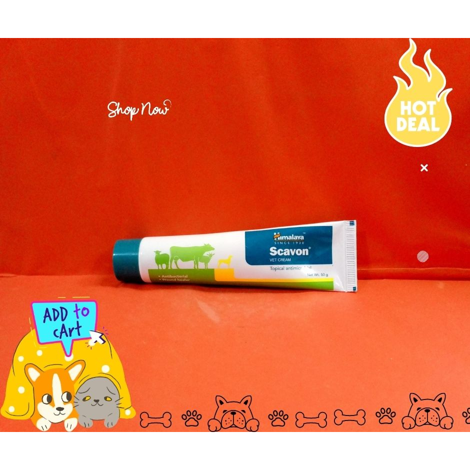Himalaya Scavon Antibacterial and Anti-Fungal Wound Cream for Pets (50g ...