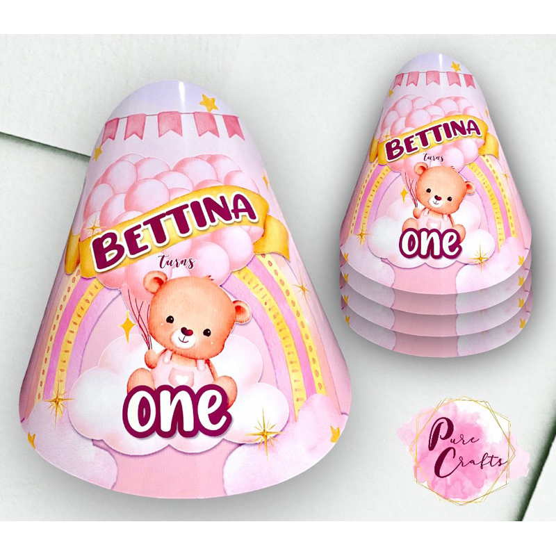 Personalized/Customized PINK BOHO TEDDY BEAR/ Clouds/ Rainbow themed ...