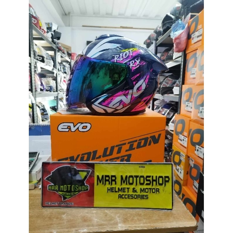 evo RX5 riot pink purple halface helmet | Shopee Philippines