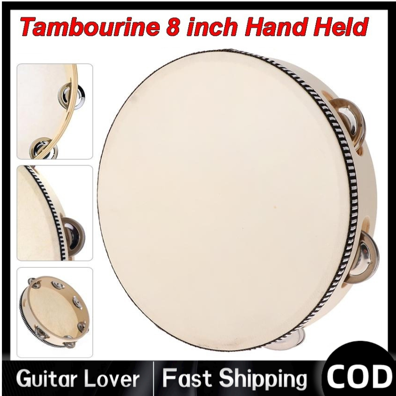 [COD] Tambourine for Kids & Children 8 Inch Hand Held Drum Bell Wood ...