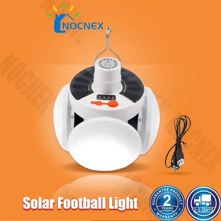 LED Solar Football Light Bulb Outdoors Camping Rechargeable Light Night ...