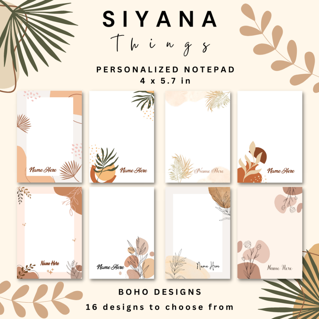 SIYANA THINGS Personalized Notepad | BOHO Designs Notepads | 4 x 5.7 ...