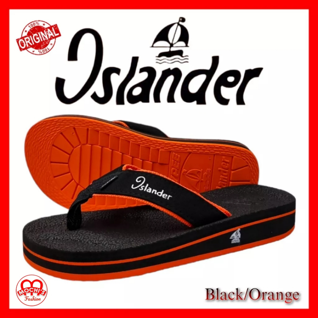 Islander Men's Classic Black/Orange' Original Non-Slip soles slippers ...