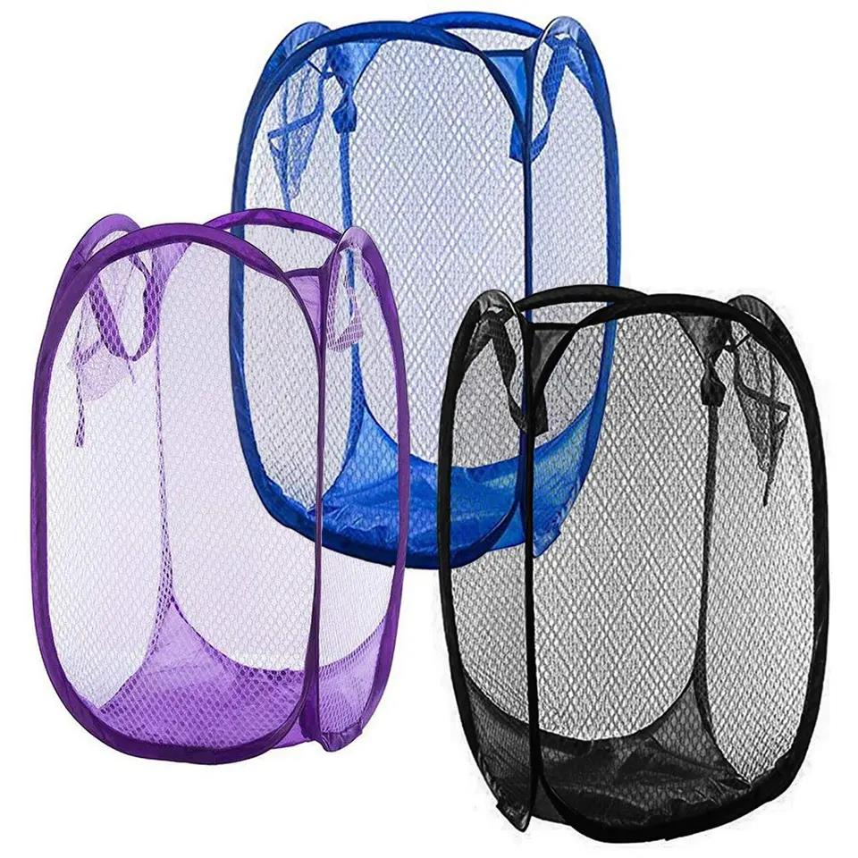 KM Mesh Foldable Beach Storage Holders Home Sundry Basket Dirty Laundry ...